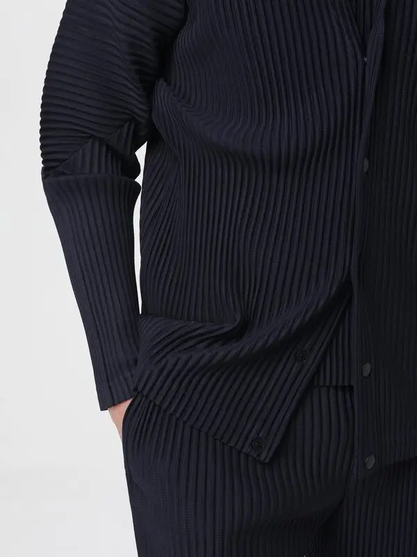 Issey Miyake Pleated V-neck Cardigan - Blue