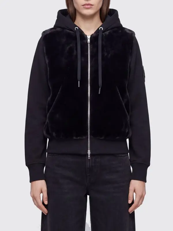 Moose Knuckles Fur Front Zip Hoodie - Black