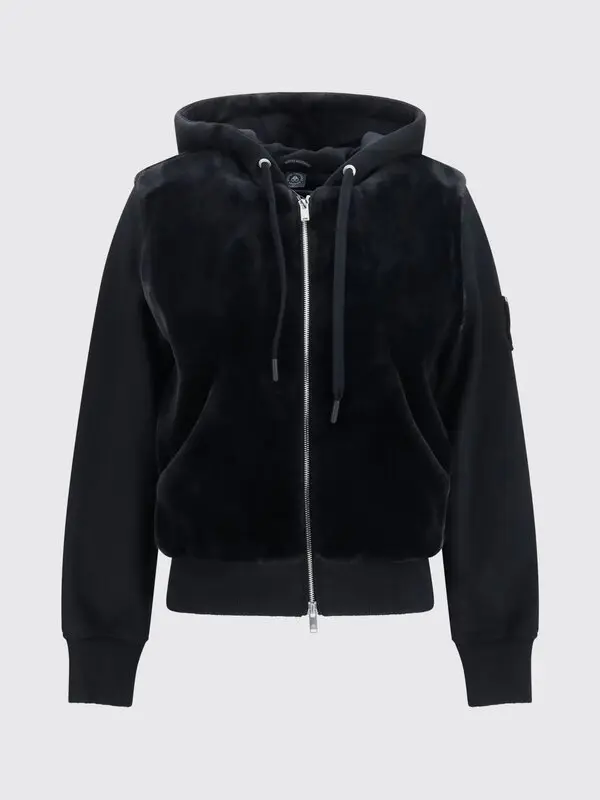 Moose Knuckles Fur Front Zip Hoodie - Black