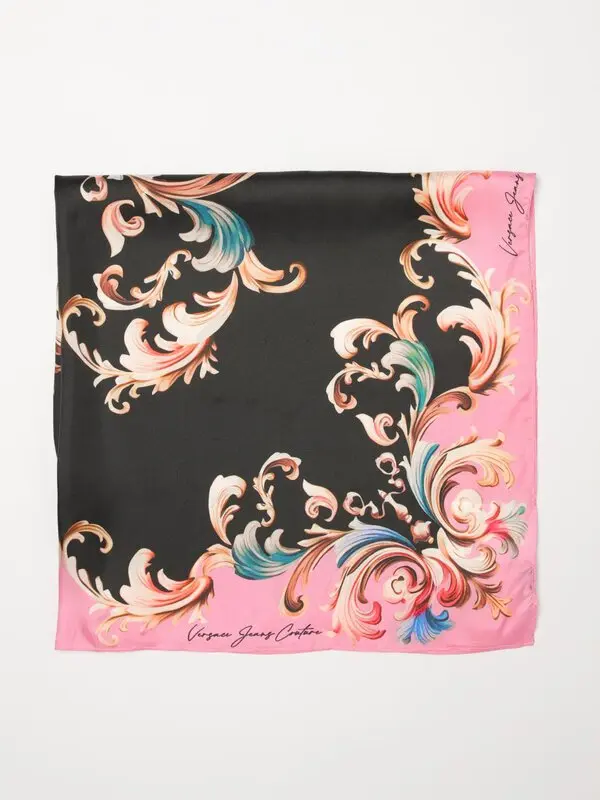Versace Baroque Print Silk Foulard - Black