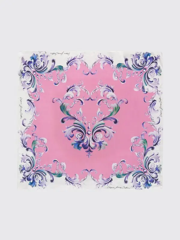 Versace Baroque Print Silk Foulard - Pink