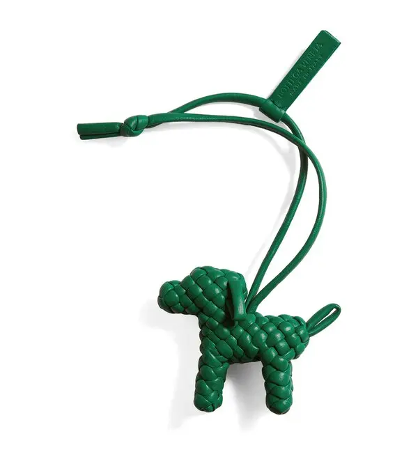 Bottega Veneta Lambskin Intrecciato Dog Charm - Green