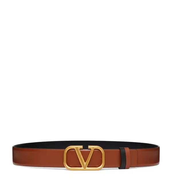 Valentino Garavani Reversible Vlogo Signature Leather Belt - Brown