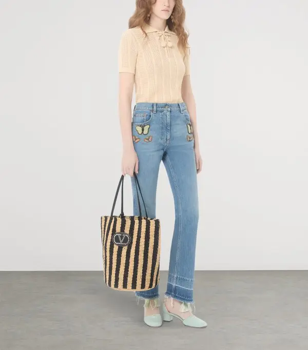 Valentino Garavani Raffia Bucket Bag - Beige