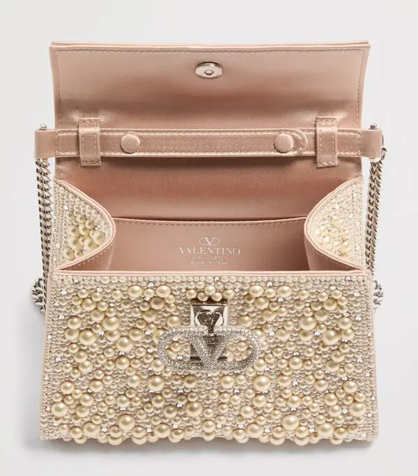 Valentino Garavani Mini Pearl-embellished Vsling Top-handle Bag - Ivory