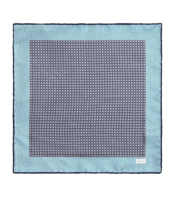 Brioni Silk Printed Pocket Square - Grey