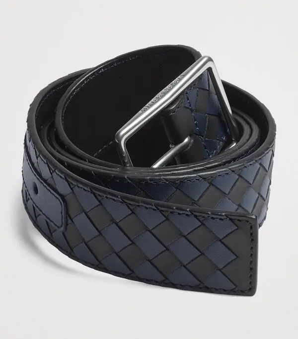 Bottega Veneta Leather Intrecciato Piccolo Belt - Grey