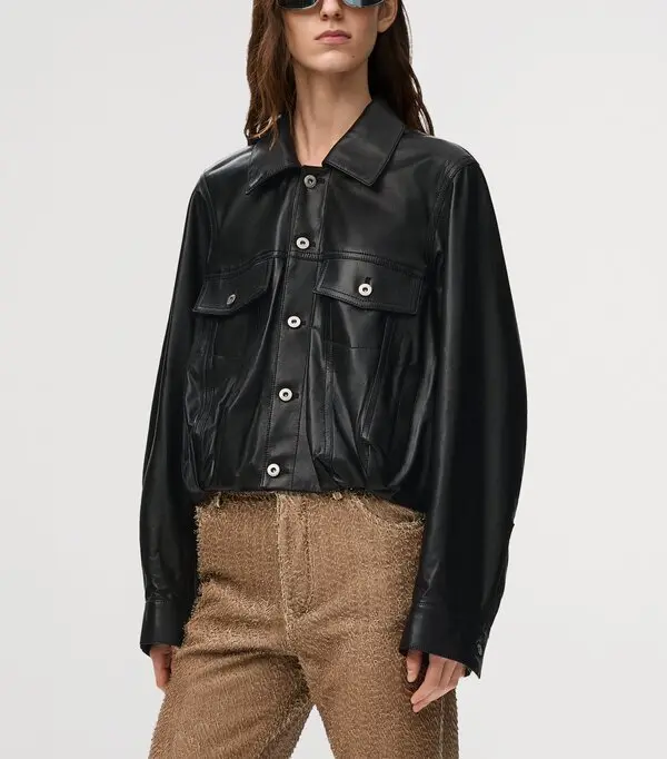 Loewe Relaxed Lambskin Leather Jacket - Black