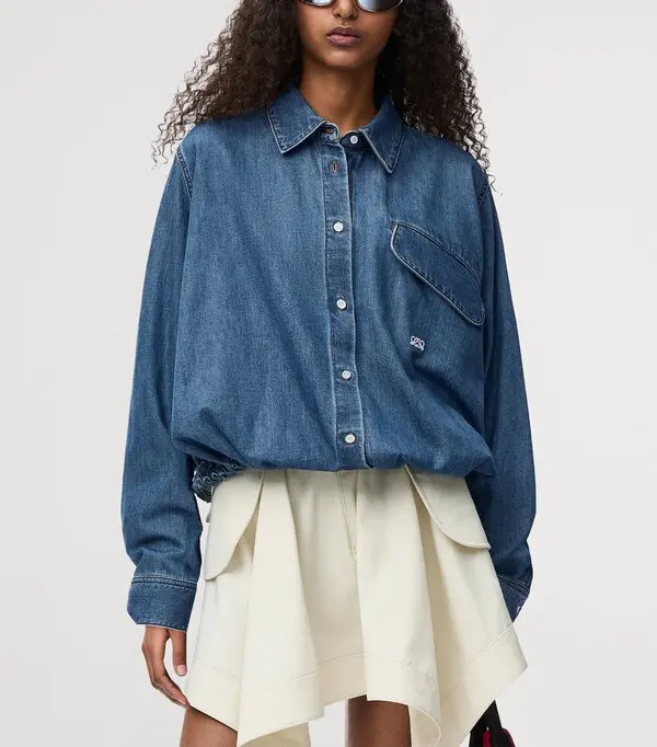Loewe Drawstring-hem Denim Shirt