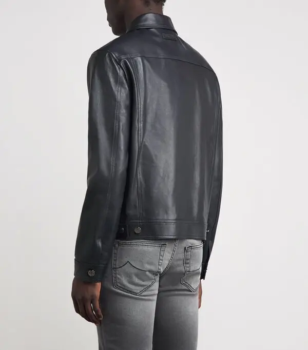 Jacob Cohen Leather Trucker Jacket
