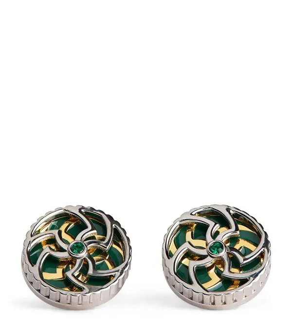 Tateossian Palladium-plated Trinity Cufflinks - Green