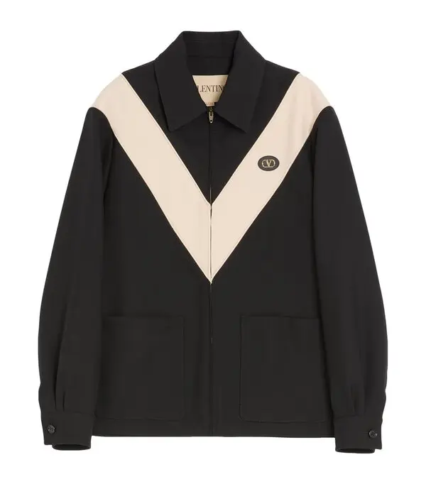 Valentino Garavani Wool-blend Vlogo Jacket - Black