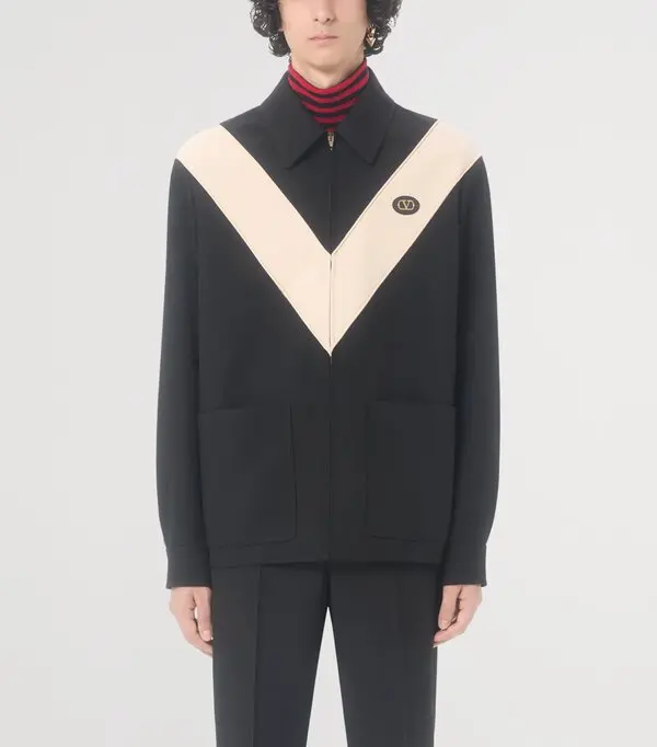 Valentino Garavani Wool-blend Vlogo Jacket - Black