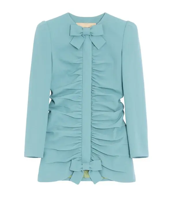 Valentino Garavani Virgin Wool Ruched Jacket - Blue