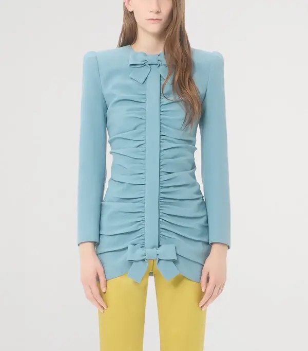 Valentino Garavani Virgin Wool Ruched Jacket - Blue