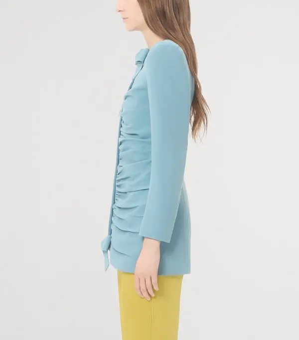 Valentino Garavani Virgin Wool Ruched Jacket - Blue