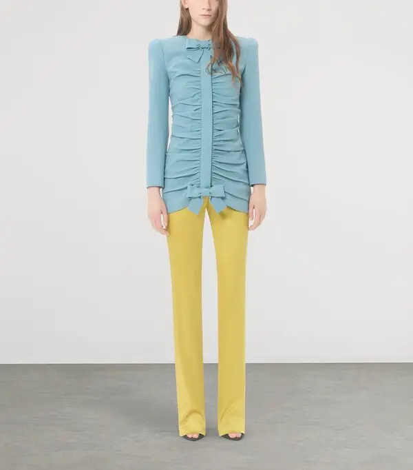 Valentino Garavani Virgin Wool Ruched Jacket - Blue