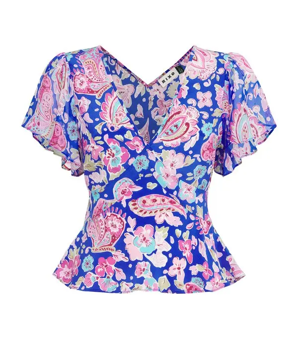 Rixo Silk Floral Lania Blouse
