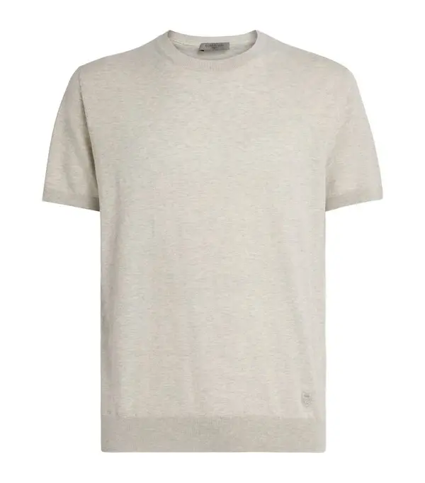 Corneliani Silk-cotton Short-sleeve Sweater - Grey