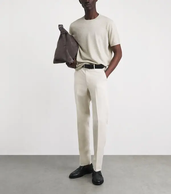 Corneliani Silk-cotton Short-sleeve Sweater - Grey