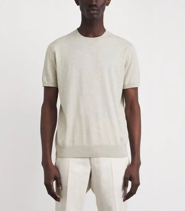 Corneliani Silk-cotton Short-sleeve Sweater - Grey