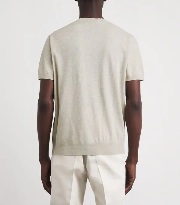 Corneliani Silk-cotton Short-sleeve Sweater - Grey