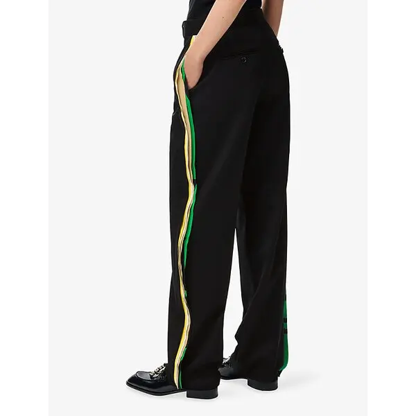 Loewe Layered-panel Straight-leg Mid-rise Wool-blend Trousers