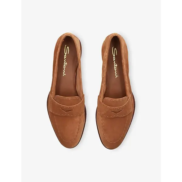 Santoni Marlene Suede Loafers - Tan