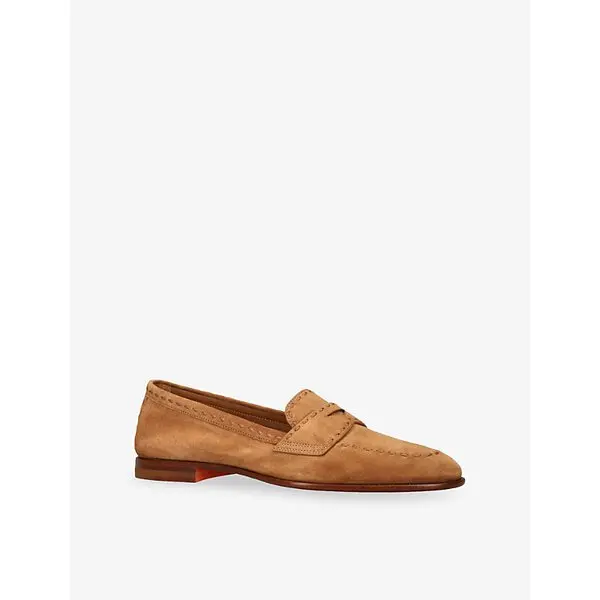 Santoni Marlene Suede Loafers - Tan