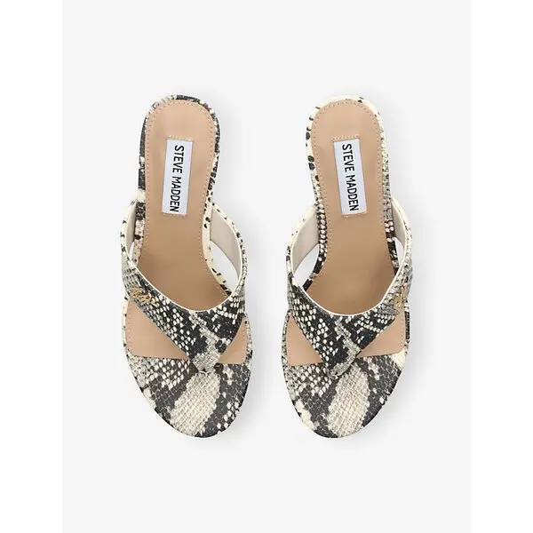 Steve Madden Soundview Heeled Leather Sandals - Cream Comb