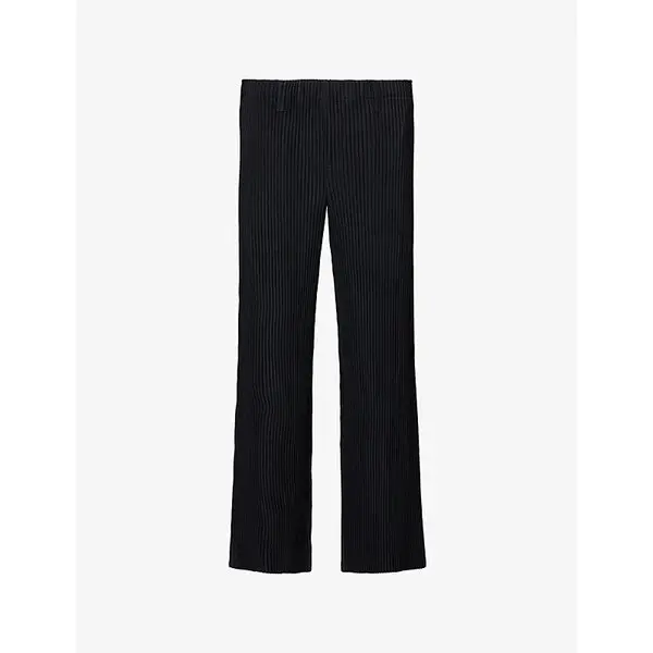Issey Miyake Tailored Straight-leg Knit Trousers - Black