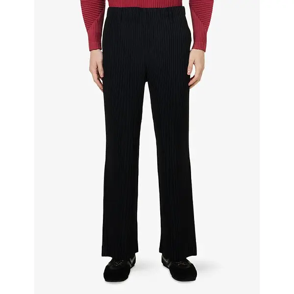 Issey Miyake Tailored Straight-leg Knit Trousers - Black