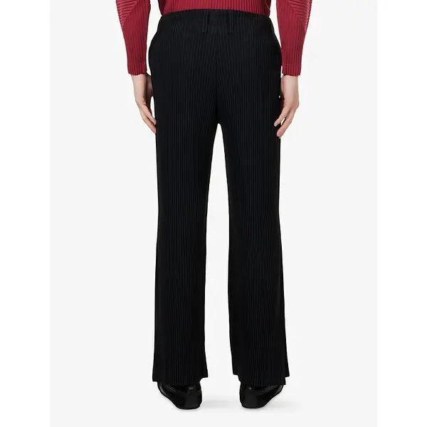 Issey Miyake Tailored Straight-leg Knit Trousers - Black