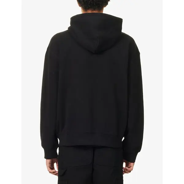 Carhartt Work In Progress Relaxed-fit Embroidered-logo Cotton Hoodie - Black