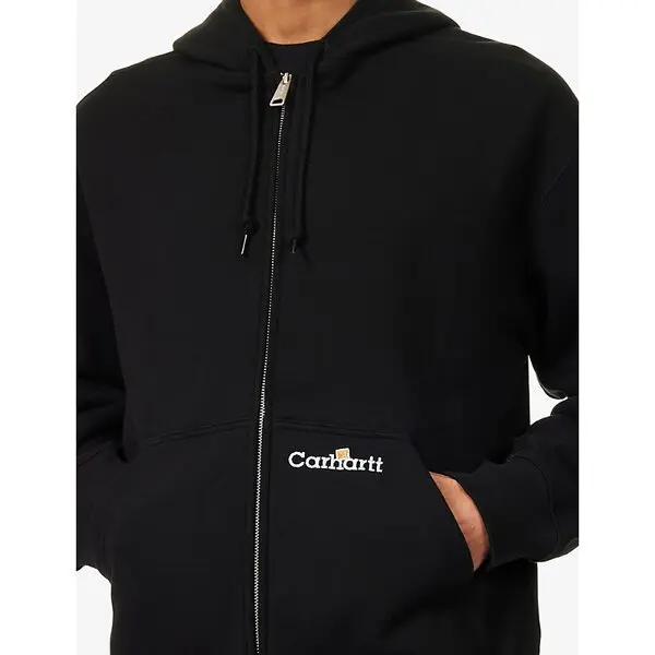 Carhartt Work In Progress Relaxed-fit Embroidered-logo Cotton Hoodie - Black