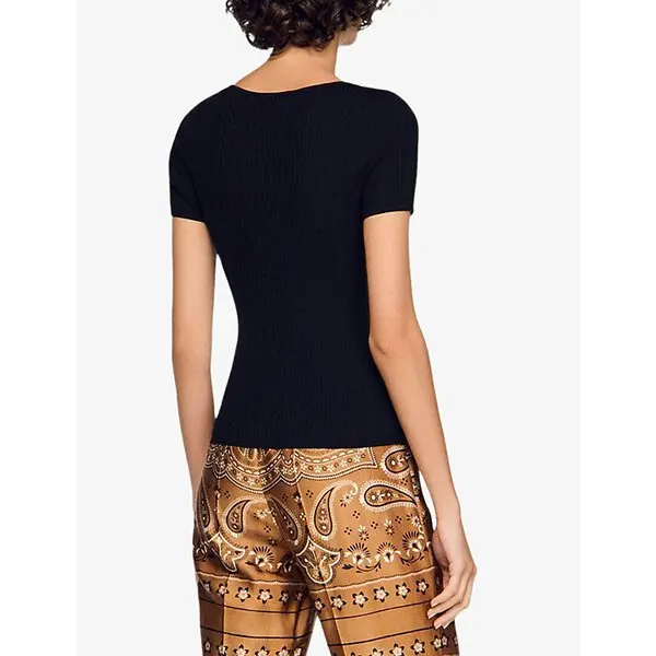 Sandro Openwork Knit Top