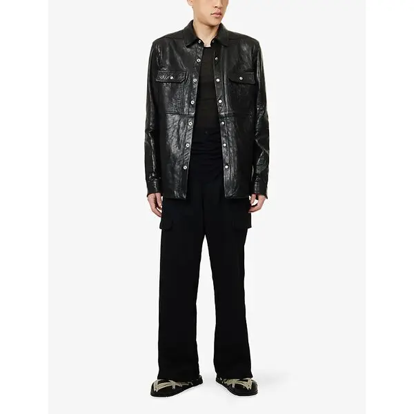 Rick Owens Oversized Flap-pocket Leather Shirt