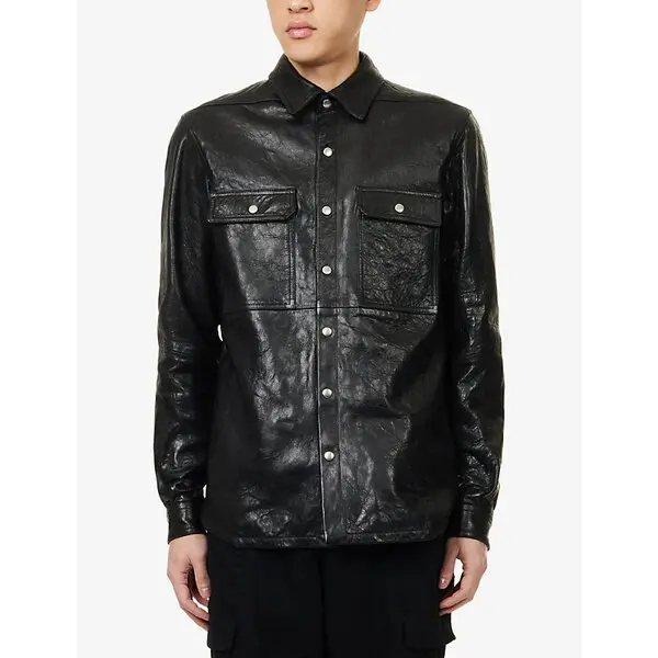 Rick Owens Oversized Flap-pocket Leather Shirt