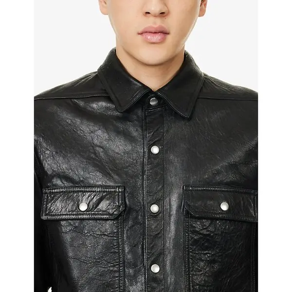 Rick Owens Oversized Flap-pocket Leather Shirt