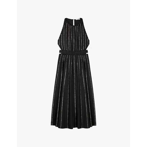 Sandro Rhinestone Cut-out Cotton Maxi Dress