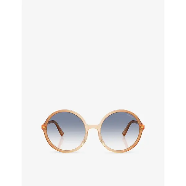 Miu Miu Round-frame Acetate Sunglasses - Brown