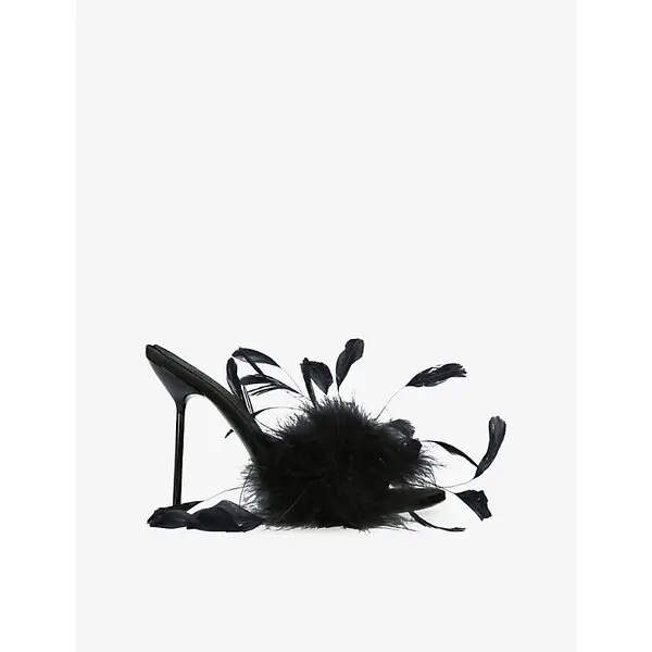 Paris Texas Lidia Feather 105 Heeled Sandals - Black