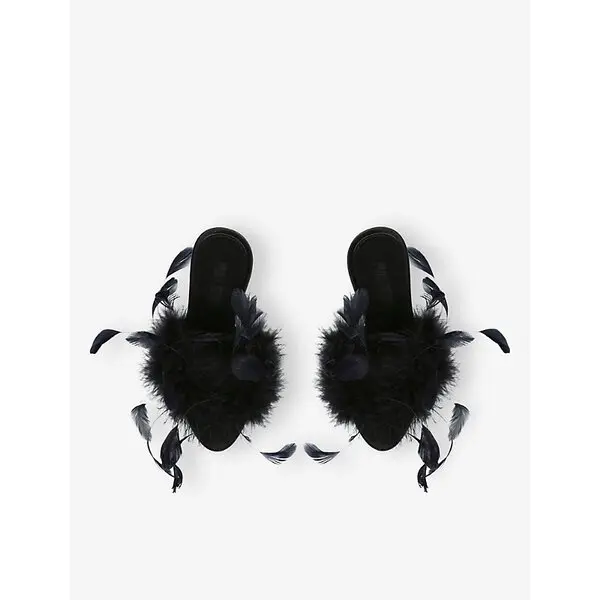Paris Texas Lidia Feather 105 Heeled Sandals - Black