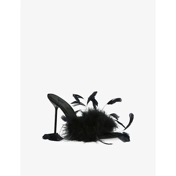Paris Texas Lidia Feather 105 Heeled Sandals - Black
