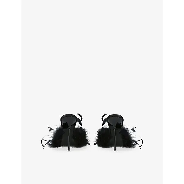 Paris Texas Lidia Feather 105 Heeled Sandals - Black