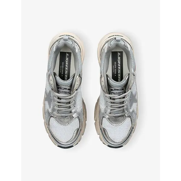 GOLDEN GOOSE Lightstar Leather And Mesh Trainers - Silver Com