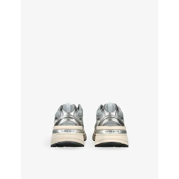 GOLDEN GOOSE Lightstar Leather And Mesh Trainers - Silver Com