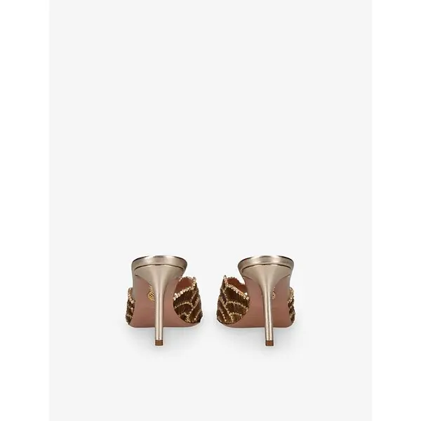 AQUAZZURA Ce Soir 75 Leather Heeled Mules - Gold