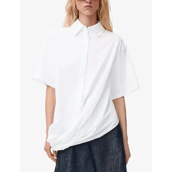Loewe Draped Asymmetric-hem Cotton Shirt - White