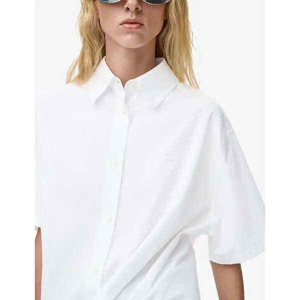 Loewe Draped Asymmetric-hem Cotton Shirt - White
